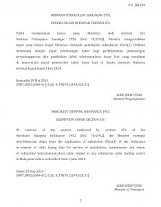 Cabotage: Malaysia exempts undersea cable repair ships