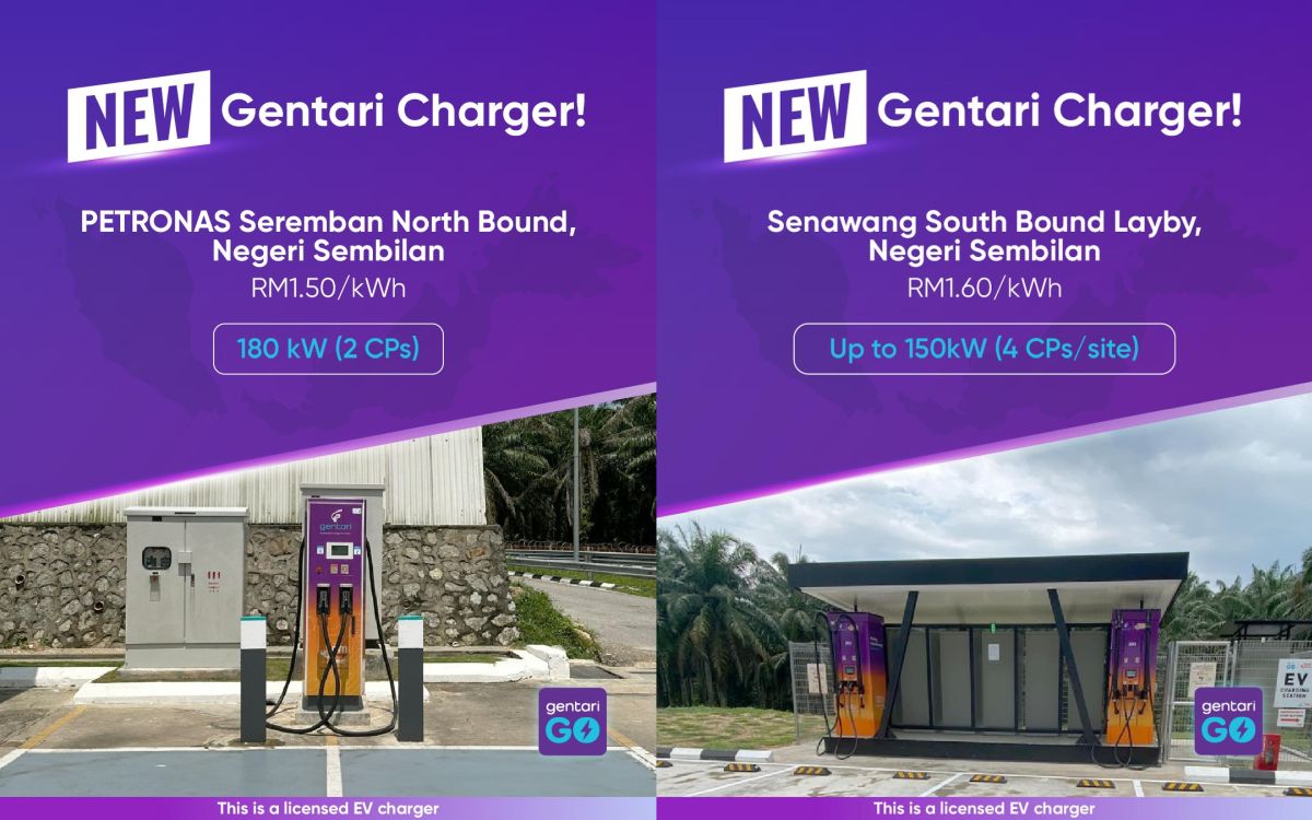 Gentari DC chargers at Seremban R&R and Senawang Layby