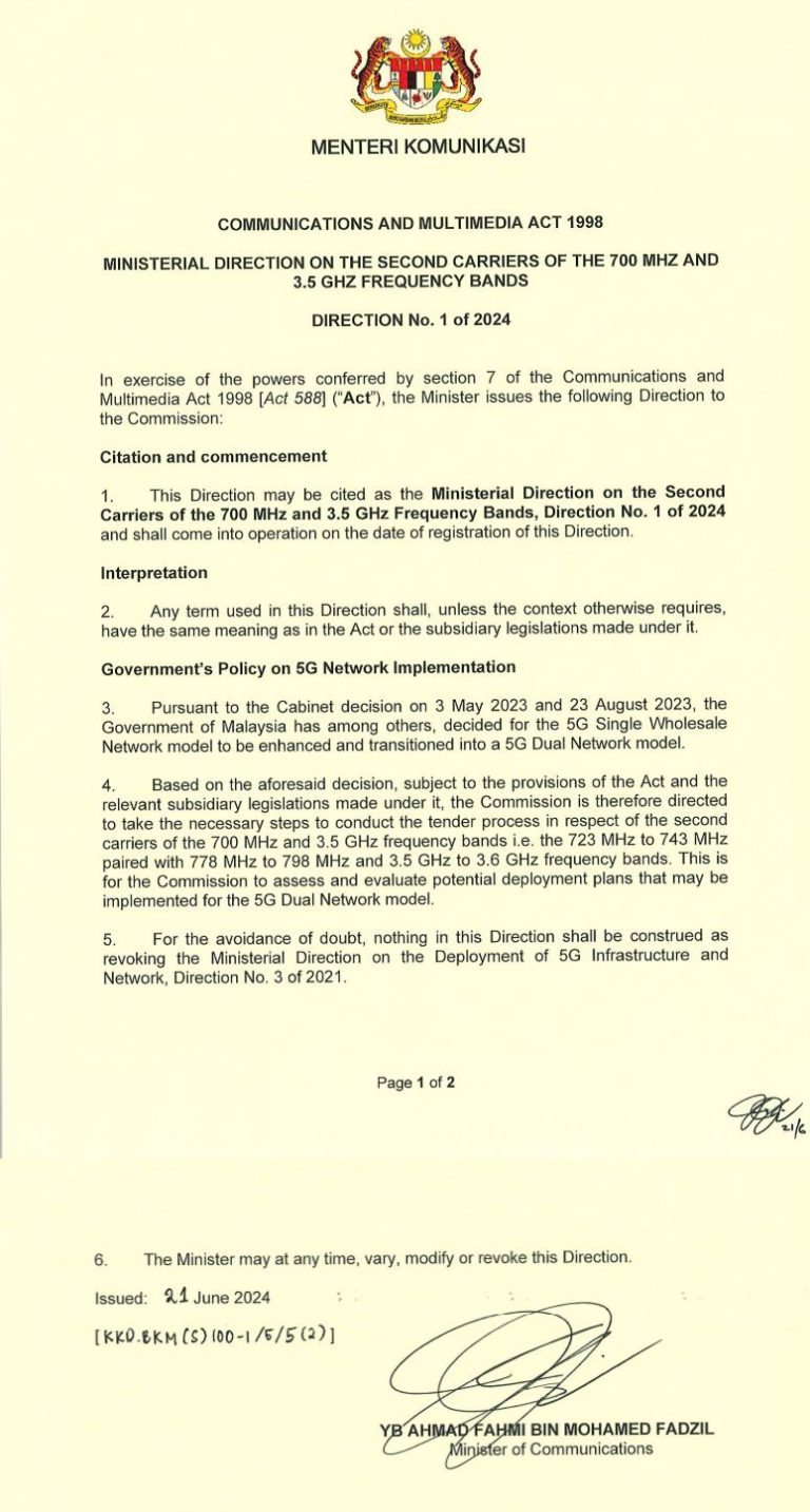 Fahmi: Malaysia begins process of building second 5G network