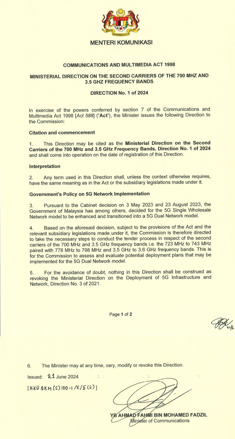 Fahmi: Malaysia begins process of building second 5G network