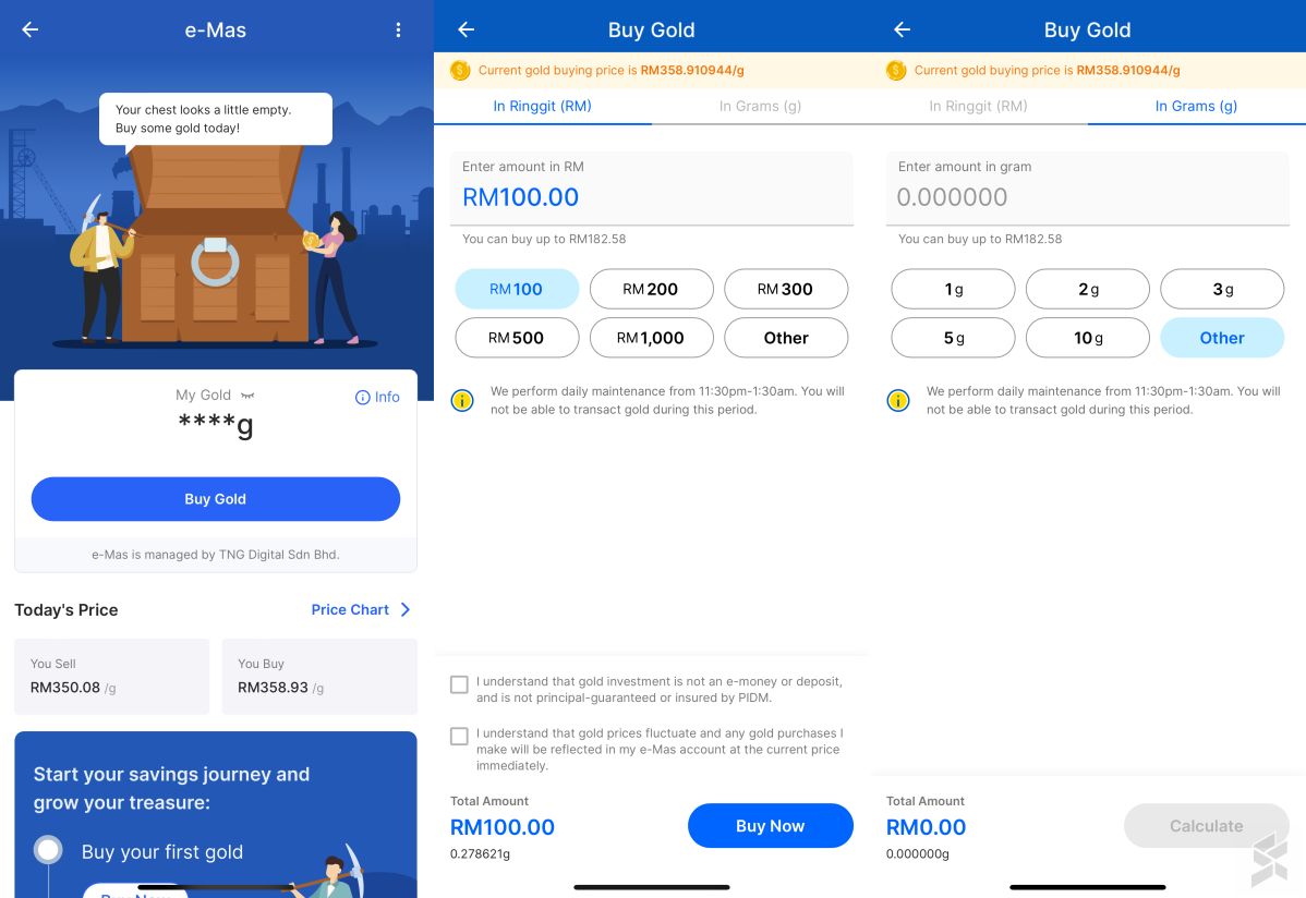 TNG eWallet e-Mas: Buy gold from as little as RM10