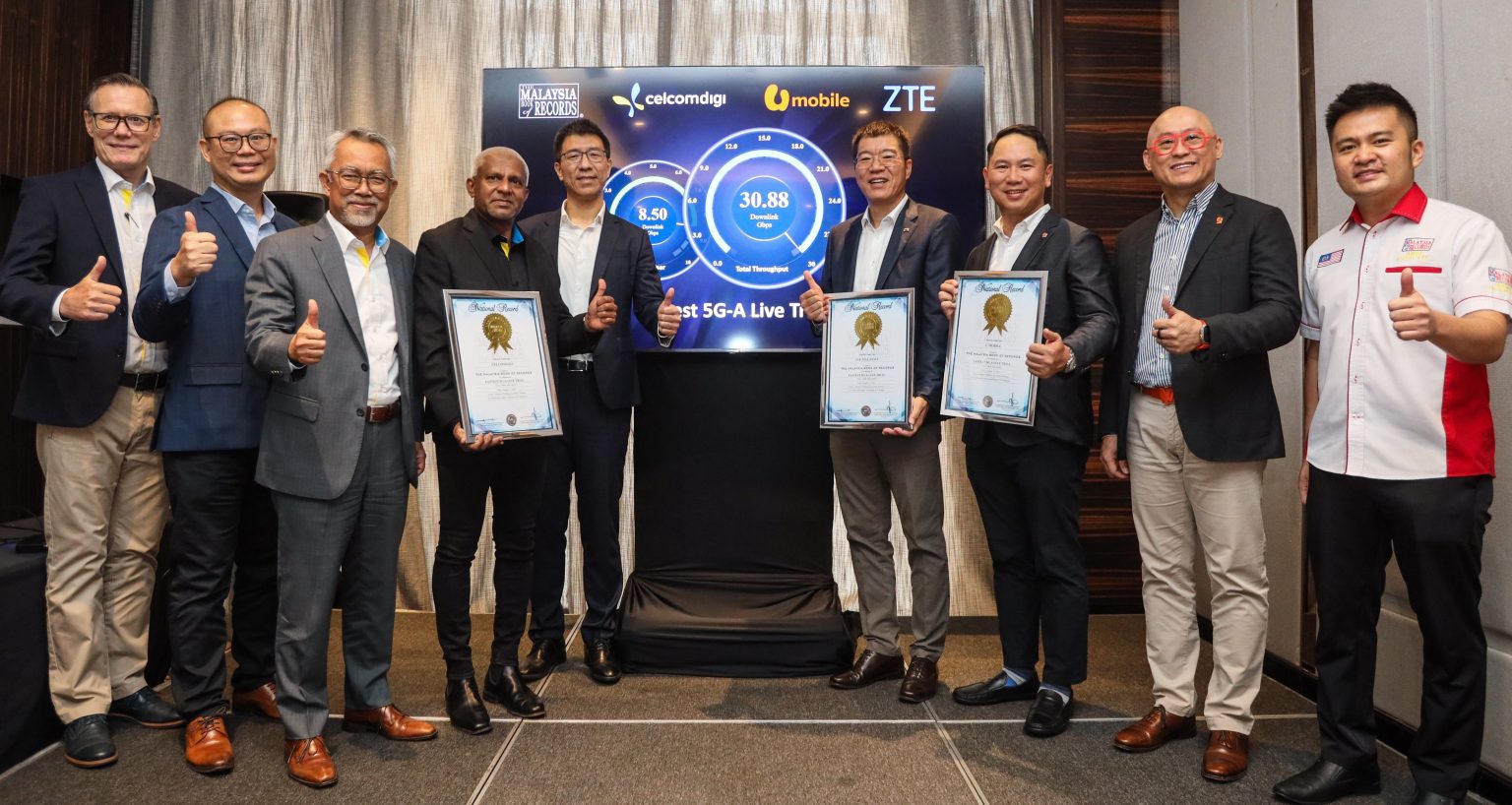 World's fastest 5G-A record by CelcomDigi, U Mobile and ZTE