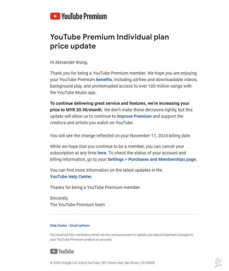 YouTube Premium Malaysia gets price increase, up to RM8 more