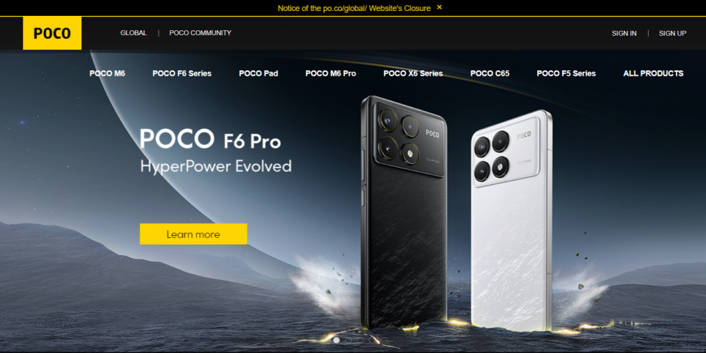 Poco is shutting down its global website by the end of 2024
