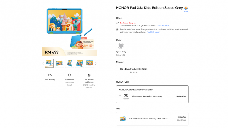 Honor Pad X8a and child-friendly Pad X8a Kids Edition now available in Malaysia, priced from RM699