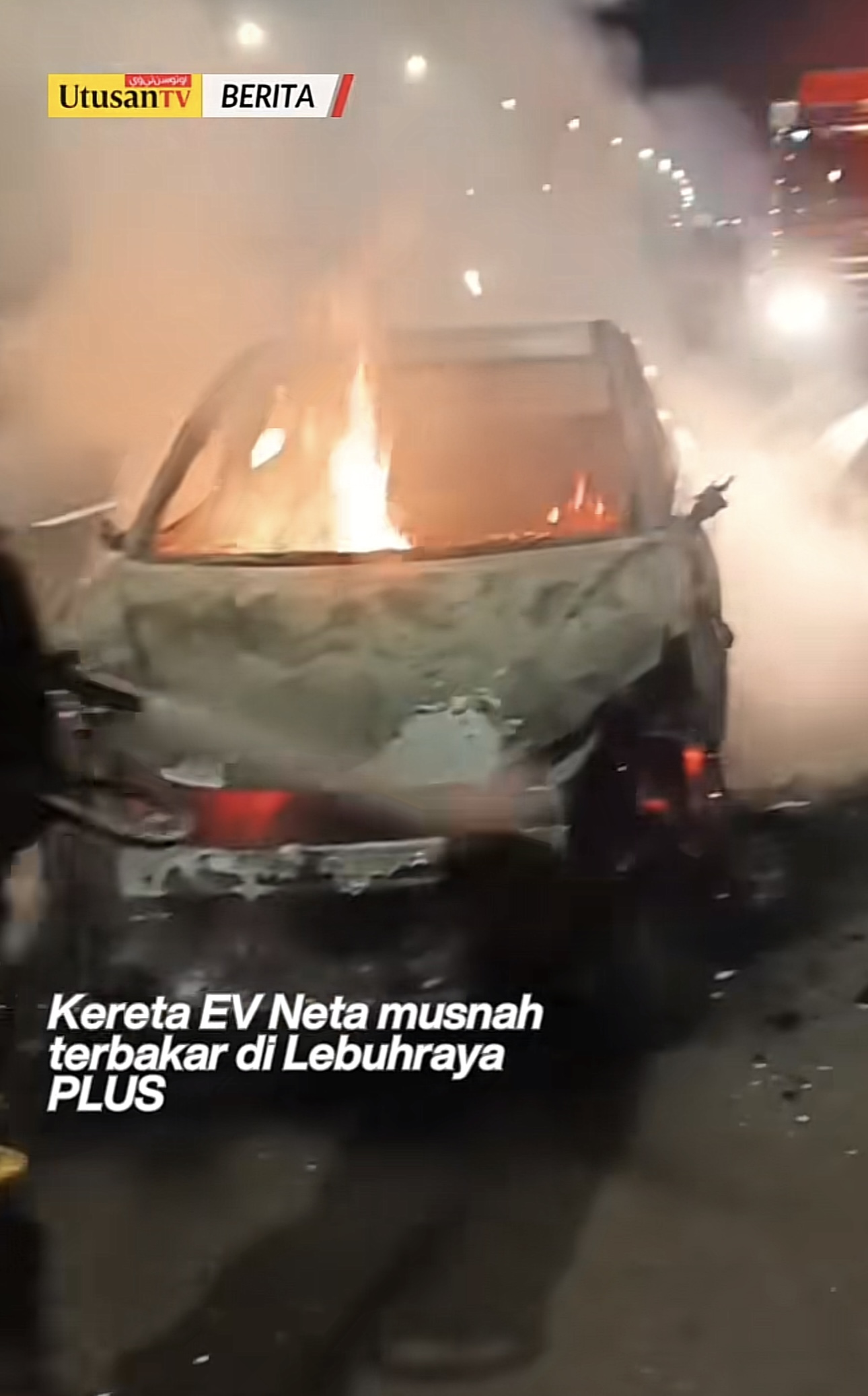 Neta V caught fire after hitting lorry tyre fragment on highway ...