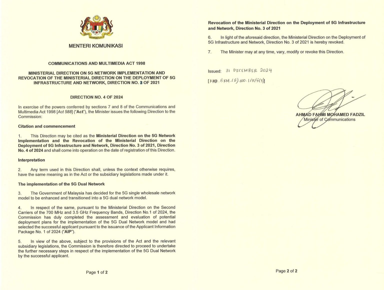 Govt officially revokes DNB's "Single Wholesale Network" status. But what's next for second 5G ...