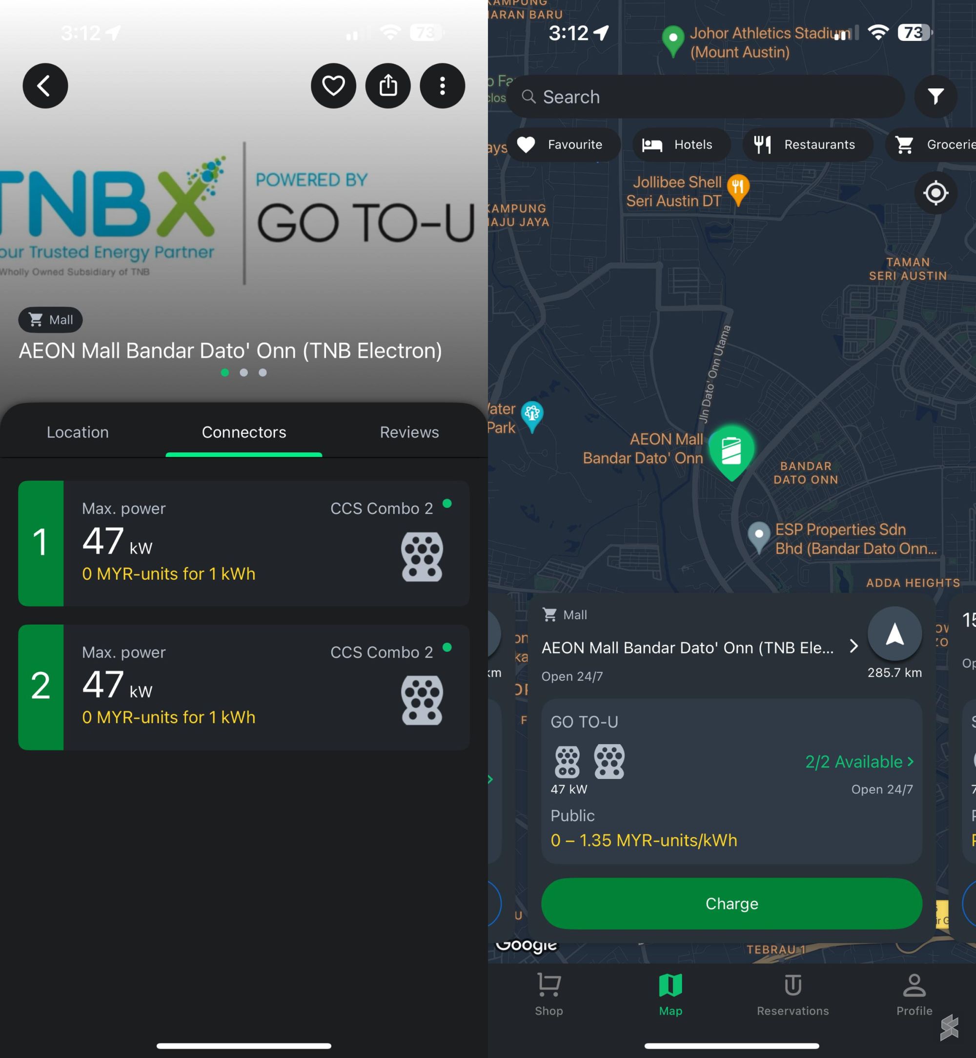 TNB Electron 47kW DC Charger at Aeon Mall Bandar Dato Onn