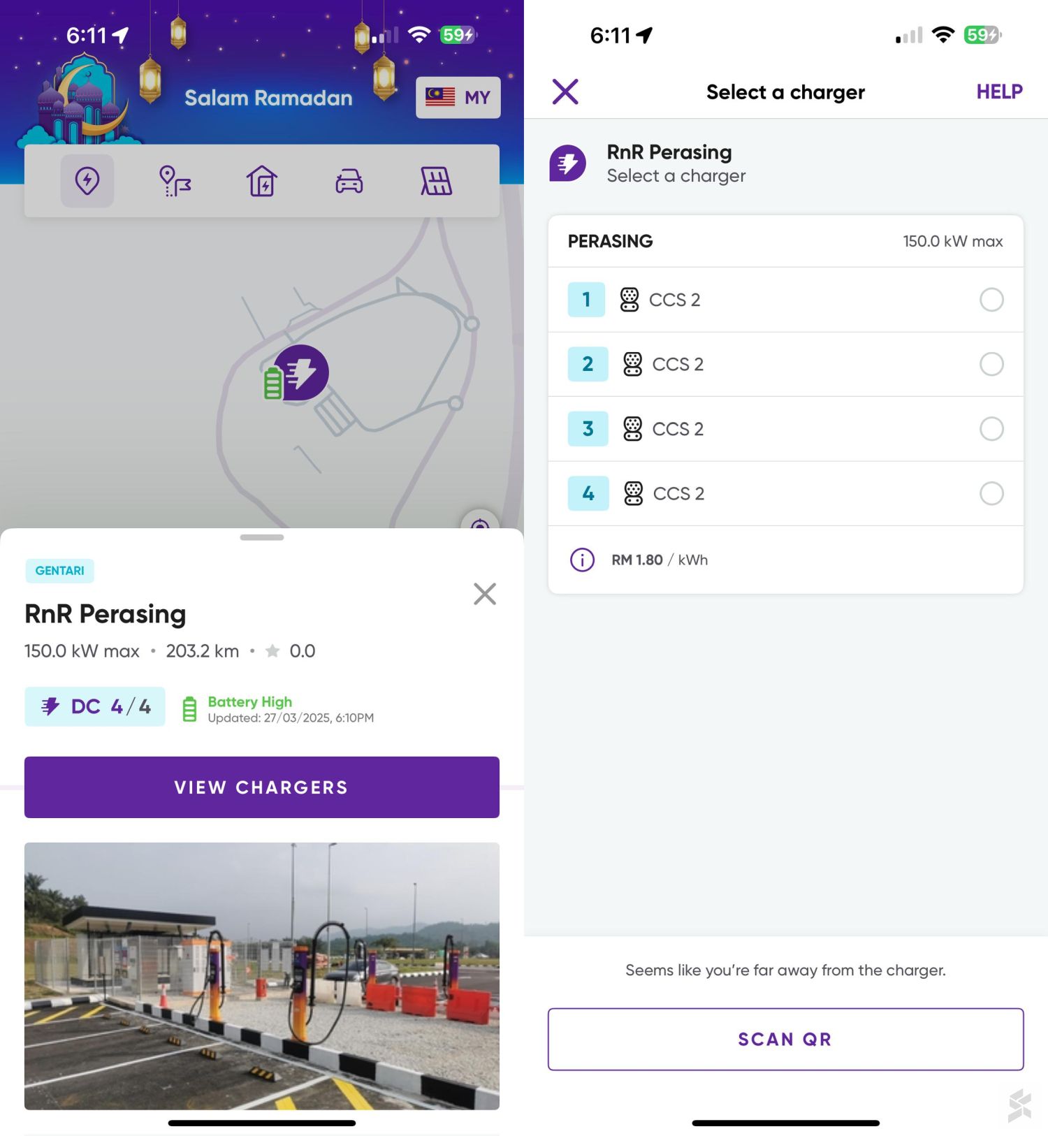 Gentari 150kW DC Charger at Perasing and Ajil Westbound R&R