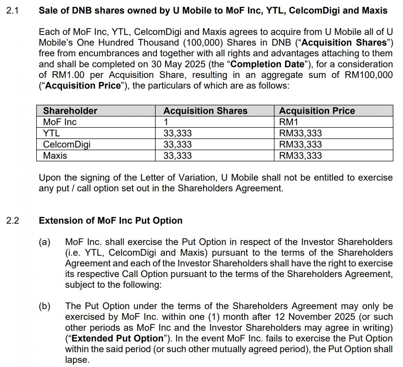 CelcomDigi, Maxis and YTL set to take over MOF's DNB stake for nearly RM1 billion - SoyaCincau
