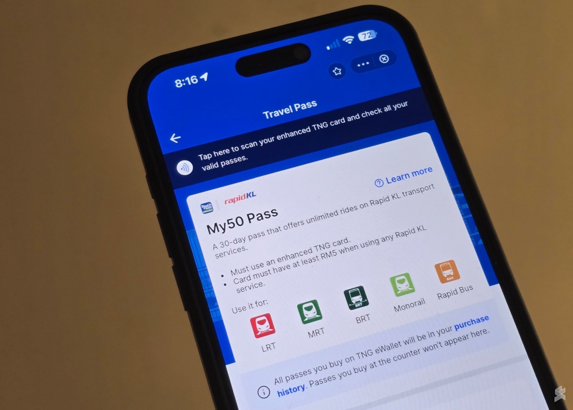 How to: Renew MyRapid KL My50 Travel Pass using TNG eWallet