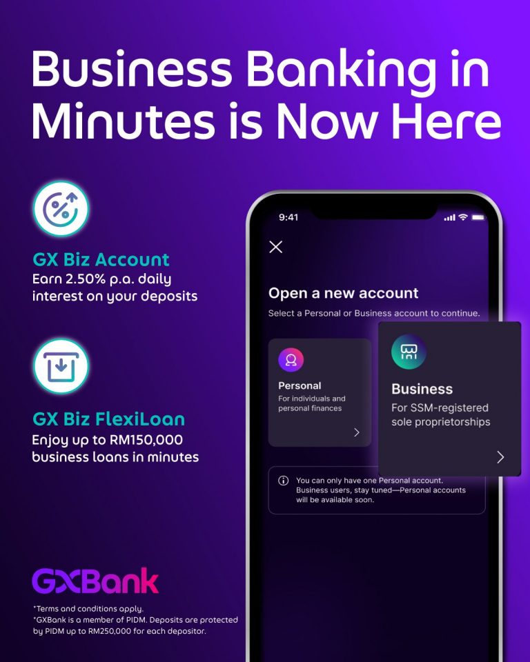 GXBank rolls out Business Banking. GX Biz FlexiLoan up to RM150K and up to 2.50% p.a. daily ...
