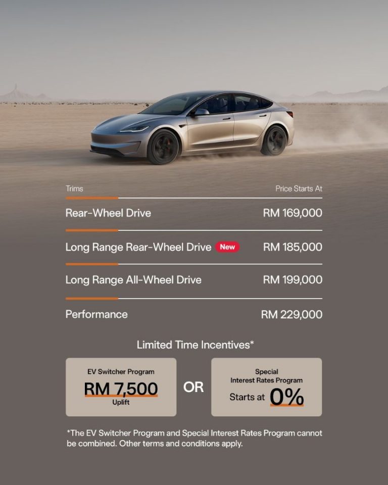 Tesla Model 3 now up to RM13,000 cheaper, priced from RM169K