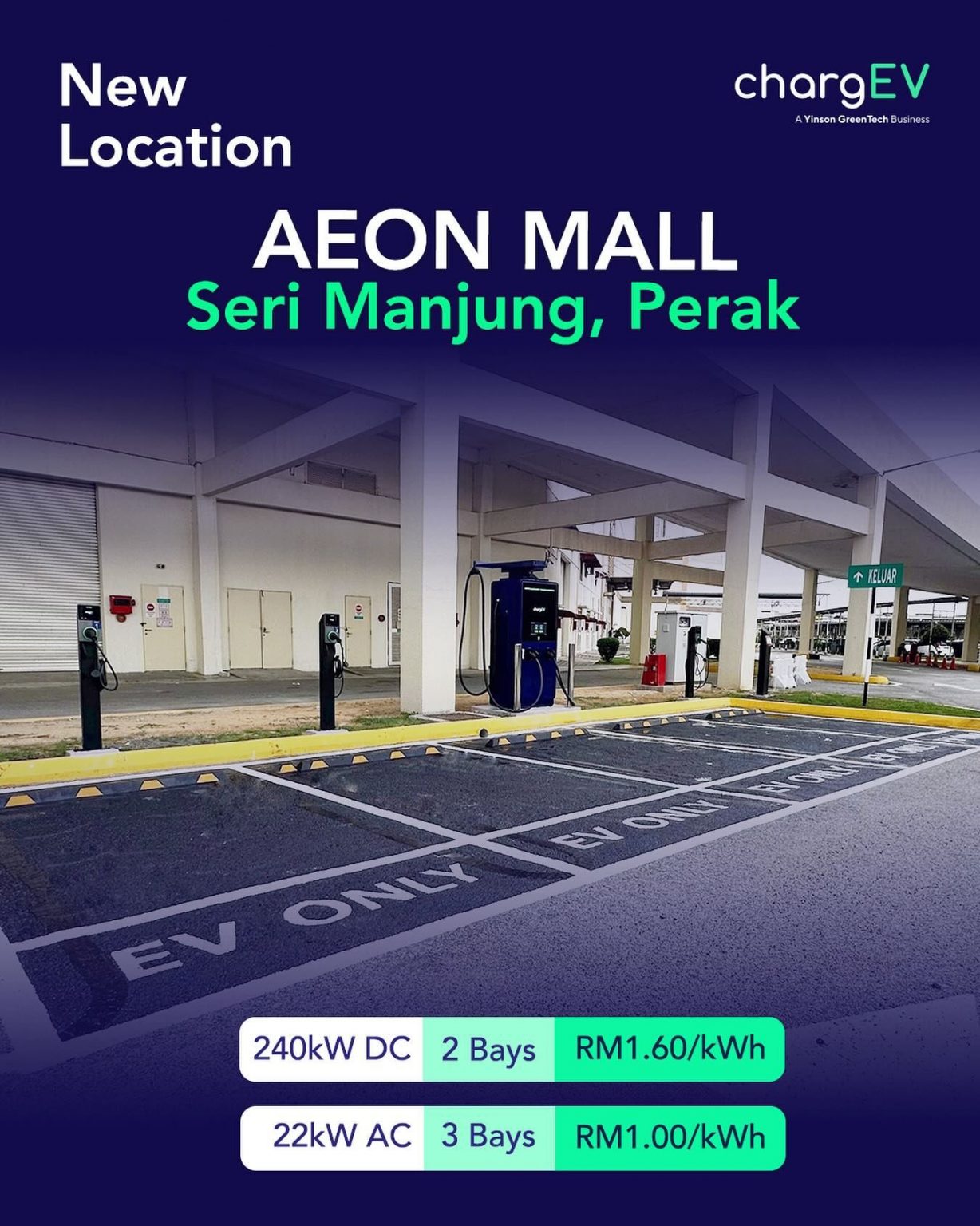 ChargEV deploys 240kW DC Charger at Aeon Mall Seri Manjung - SoyaCincau