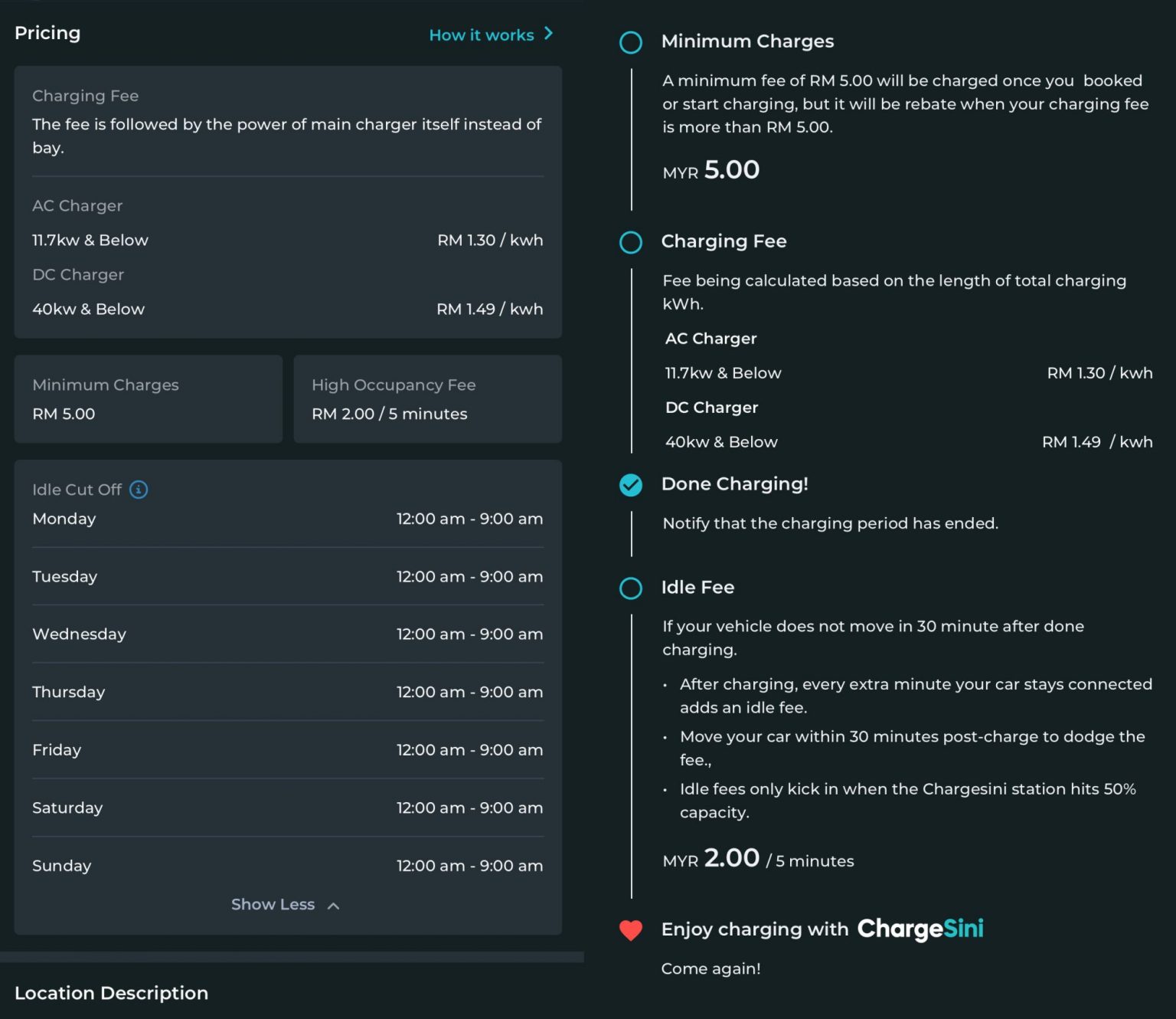 ChargeSini extends Idle Fee Grace Period to 30 minutes
