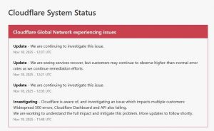 Cloudflare network issue broke the internet with 500 errors