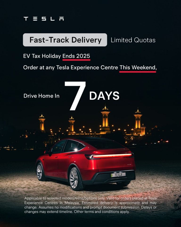 Tesla Malaysia offers 7-Day Fast Track Delivery when you order at any ...